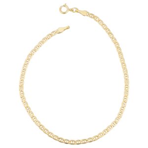 kooljewelry 10k yellow gold mariner link anklet (2.3 mm, 10 inch)