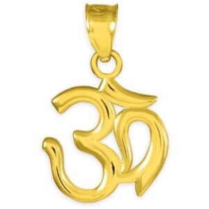 14k gold hindu meditation charm yoga"om" (aum) pendant