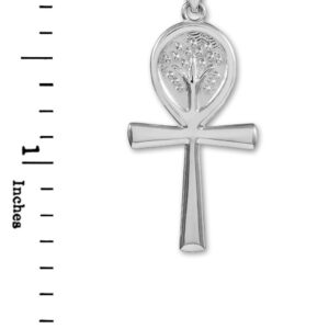 925 Sterling Silver Egyptian Ankh Cross Tree of Life Pendant