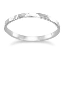 azurebella jewelry hammered sterling silver band ring polished 1.7mm wide stackable, size 9