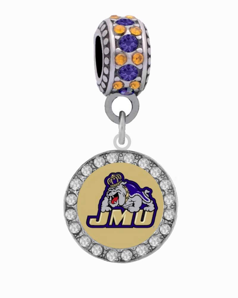 James Madison University Crystal Charm Fits Most Bracelet Lines Including Pandora, Cham ilia, Troll, Biagi, Zable, Kera, Personality, and More …