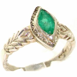 925 sterling silver real genuine emerald womens solitaire engagement ring - size 6