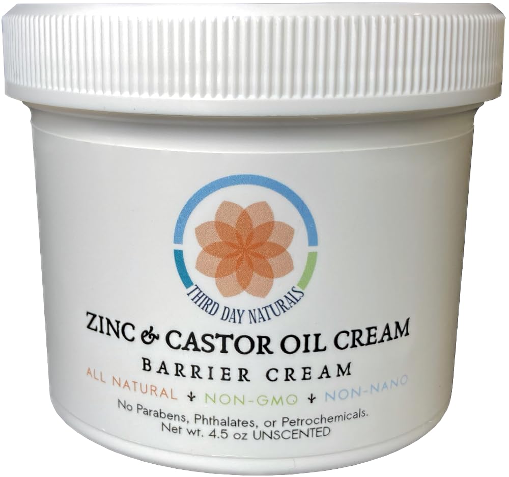 TD Naturals Zinc and Castor Oil Cream – Non-Nano and Non-Gmo Barrier Cream 4.5 oz