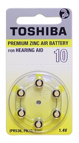 Toshiba Hearing Aid Batteries Size 10, PR70, (60 Batteries)