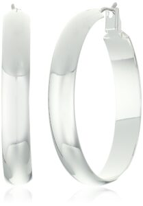 napier silvertone wide band clicktop hoop earrings