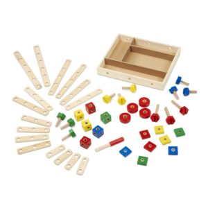 melissa & doug wooden construction building set in a box (48 pcs)