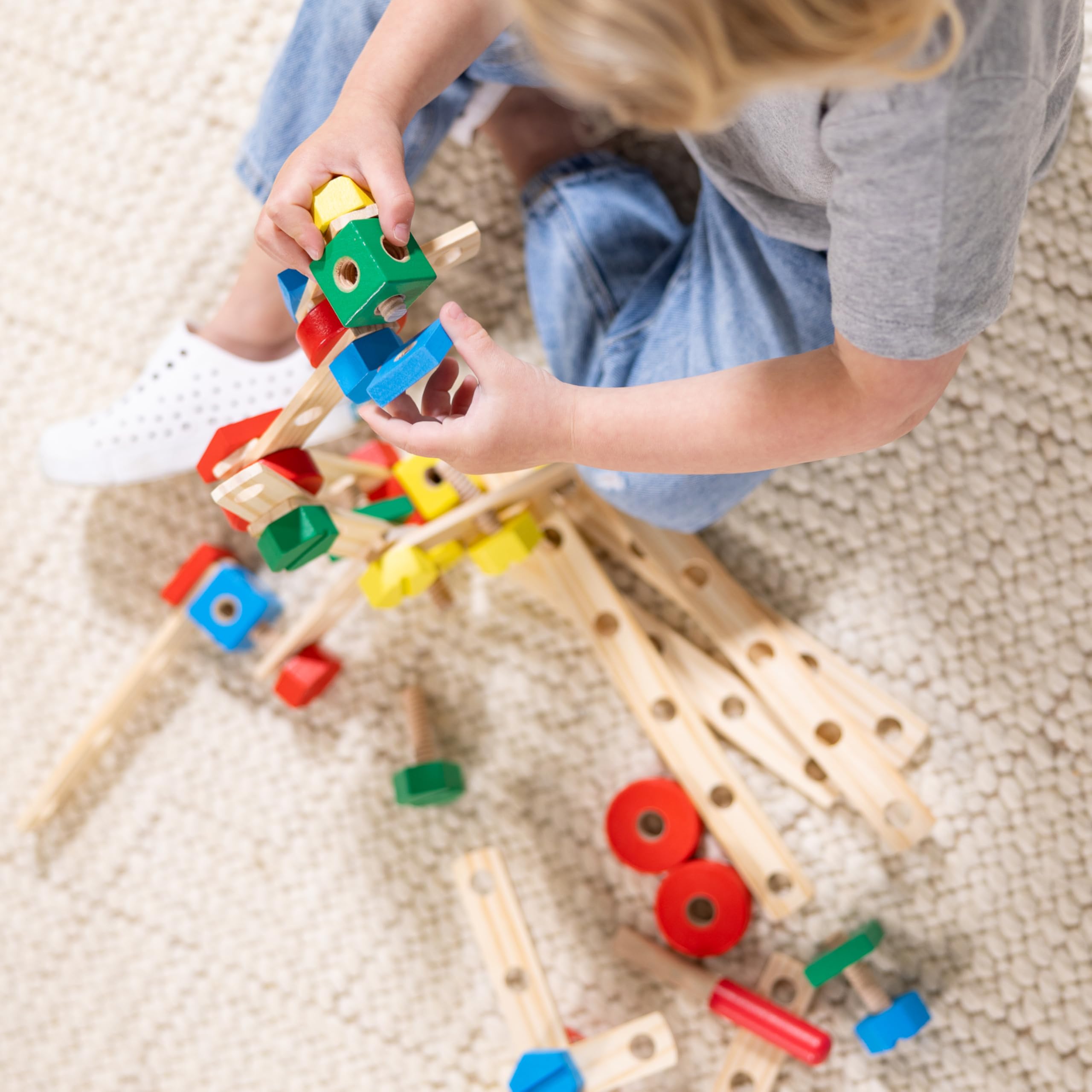 Melissa & Doug Wooden Construction Building Set in a Box (48 pcs)