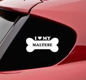 i love my maltese dog pet paw bone vinyl decal bumper sticker