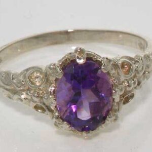 LetsBuyGold 925 Sterling Silver Natural Amethyst Womens Solitaire Ring - Size 4.75