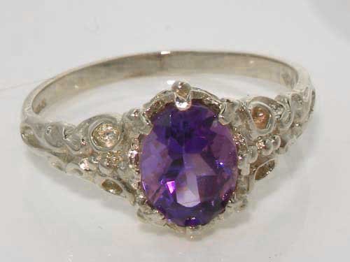 LetsBuyGold 925 Sterling Silver Natural Amethyst Womens Solitaire Ring - Size 4.75