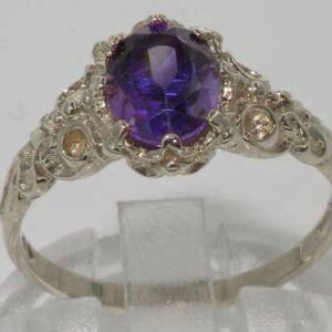 LetsBuyGold 925 Sterling Silver Natural Amethyst Womens Solitaire Ring - Size 4.75