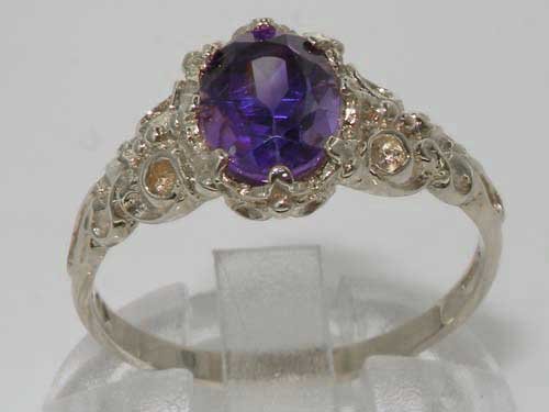 LetsBuyGold 925 Sterling Silver Natural Amethyst Womens Solitaire Ring - Size 4.75