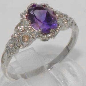 LetsBuyGold 925 Sterling Silver Natural Amethyst Womens Solitaire Ring - Size 4.75