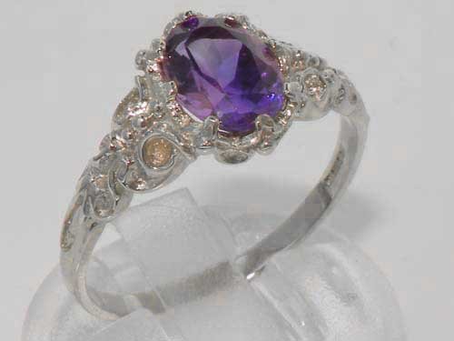 LetsBuyGold 925 Sterling Silver Natural Amethyst Womens Solitaire Ring - Size 4.75