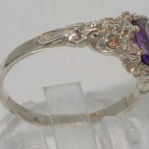 LetsBuyGold 925 Sterling Silver Natural Amethyst Womens Solitaire Ring - Size 4.75