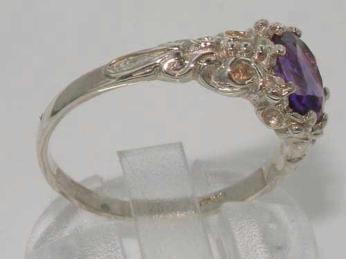 LetsBuyGold 925 Sterling Silver Natural Amethyst Womens Solitaire Ring - Size 4.75