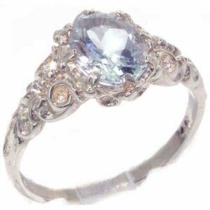 letsbuygold 925 sterling silver real genuine aquamarine womens anniversary ring - size 8