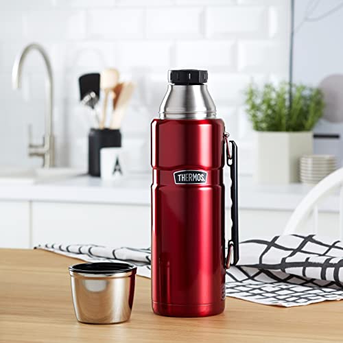 THERMOS Stainless King Flask, Red, 1.2 L