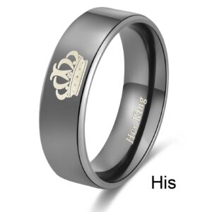 SunnyHouse Jewelry His or Hers Matching Set His Queen Her King Titanium Stainless Steel Couple Ring in a Gift Box