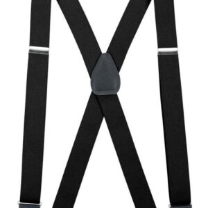 HOLD'EM Suspender Men X-Back Clip on Leather Crosspatch-Black (Tall 54")