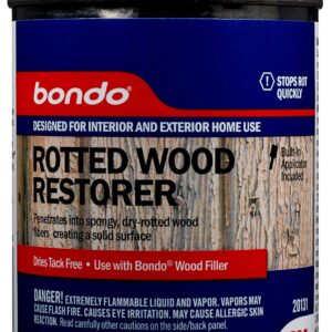 Bondo Rotted Wood Restorer, 8 fl oz., Penetrates into Spongy, Dry-rotted Wood Fibers Creating a Solid Surface, Dries clear and tack free, Water Resistant, Stainable and paintable (20131)