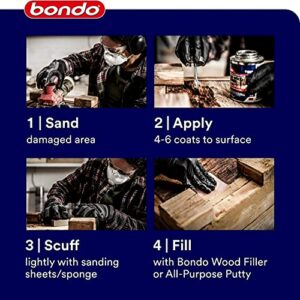 Bondo Rotted Wood Restorer, 8 fl oz., Penetrates into Spongy, Dry-rotted Wood Fibers Creating a Solid Surface, Dries clear and tack free, Water Resistant, Stainable and paintable (20131)