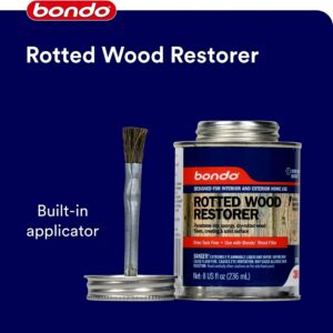 Bondo Rotted Wood Restorer, 8 fl oz., Penetrates into Spongy, Dry-rotted Wood Fibers Creating a Solid Surface, Dries clear and tack free, Water Resistant, Stainable and paintable (20131)