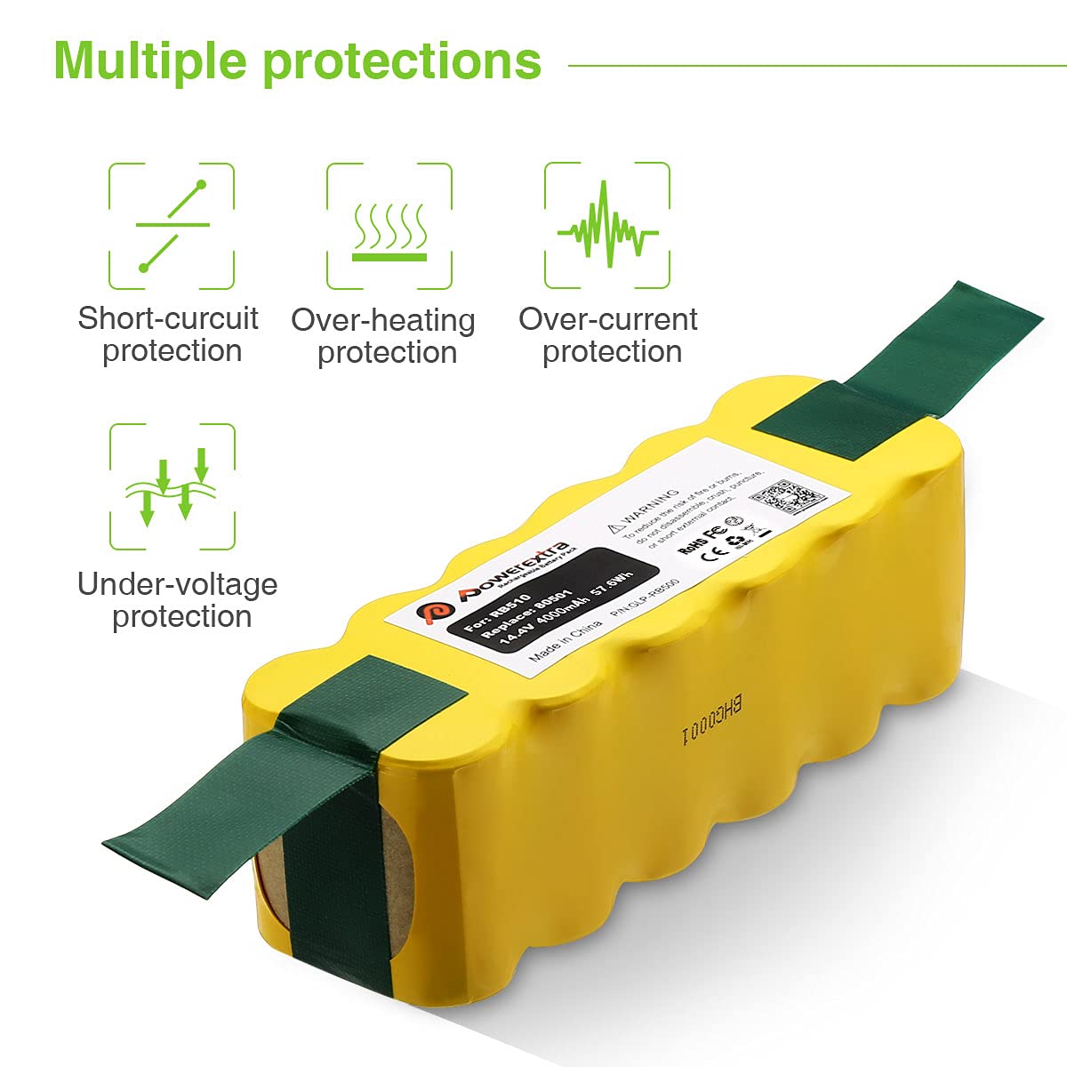 Powerextra 4.0Ah 14.4V Replacement Battery Compatible with Roomba R3 500 600 700 800 900 Series 500 510 531 535 540 550 552 560 570 580 595 620 650 660 700 760 770 780 790 800 870 900