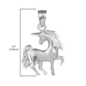 Animal Kingdom .925 Sterling Silver Satin Finish Unicorn Charm Pendant