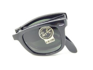 new ray ban folding wayfarer rb4105 601 glosssy black/green 50mm sunglasses