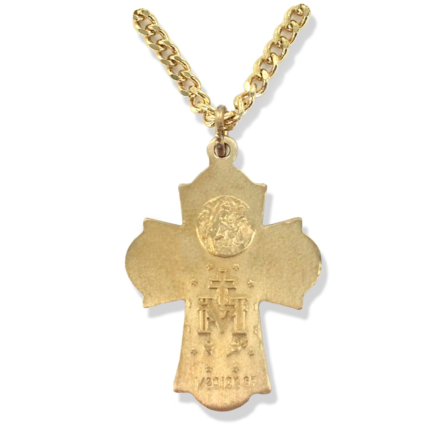 TrueFaithJewelry 12KT Gold Filled 5 Way Medal Cross Pendant Necklace Religious Jewelry, 15/16 Inch