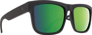 spy optic discord polarized square sunglasses, matte black/happy bronze polar & green spectra, 57 mm