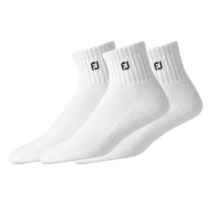 footjoy men's comfortsof quarter 3-pack socks, white, fits shoe size 7-12