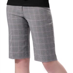 monterey club women's plaid bermuda golf shorts #2862 (ivory/grey lilac, size:16)