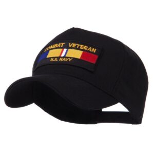 e4hats.com veteran rectangle shape patch cap - combat navy osfm