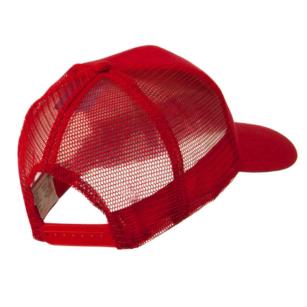 6 Panel Mesh American Flag White Patch Cap (One Size, Red)