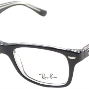 Ray-Ban Junior Kids' RY1531 Square Prescription Eyeglass Frames, Black On Transparent/Demo Lens, 48 mm