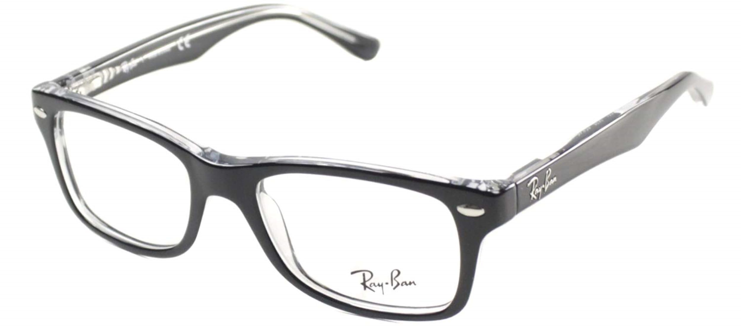 Ray-Ban Junior Kids' RY1531 Square Prescription Eyeglass Frames, Black On Transparent/Demo Lens, 48 mm