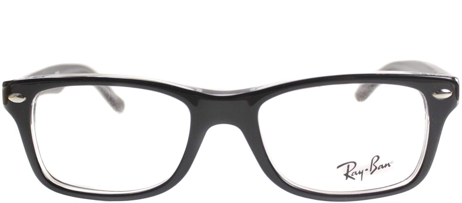 Ray-Ban Junior Kids' RY1531 Square Prescription Eyeglass Frames, Black On Transparent/Demo Lens, 48 mm