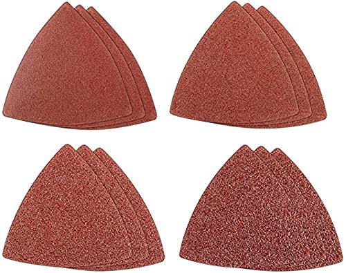 Pack 100 Sandpaper 60/120 Grit (50 Each) 3-1/8" Triangular Sand Paper w/loop backing for Fein Multimaster Bosch Multi-x Craftsman Nextec Dremel Ridgid Dremel Chicago 3" Rockwell Huperlock Worx Mm20