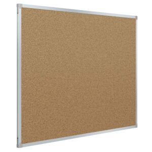 quartet mead corkboard, framed bulletin board, 4' x 3', cork board, aluminum frame (85362)