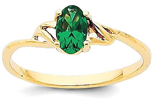 IceCarats 14K Yellow Gold Green Emerald Ring Gemstone Band May Birthstone Jewelry Size 7