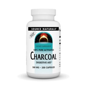 source naturals charcoal - 100% pure activated, digestive aid* - 200 capsules