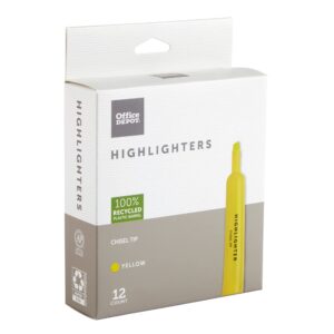 Office Depot Chisel-Tip Highlighter, Fluorescent Yellow, Pack Of 12, 0