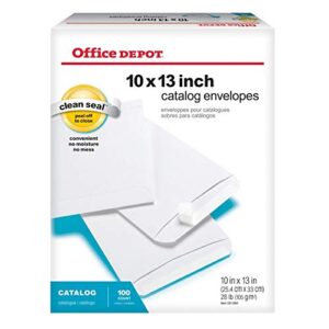 Office Depot Clean Seal(TM) Catalog Envelopes, 10in. x 13in., White, Pack Of 100, 77925