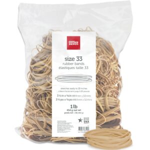 office depot rubber bands, #33, 3 1/2in. x 1/8in., 1 lb. bag, 2433408