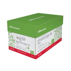 Office Depot EnviroCopy 30 Paper, 8 1/2in x 11in, 20 Lb, 30% Recycled, FSC Certified, 500 Sheets Per Ream, Case Of 10 Reams, 651001OD