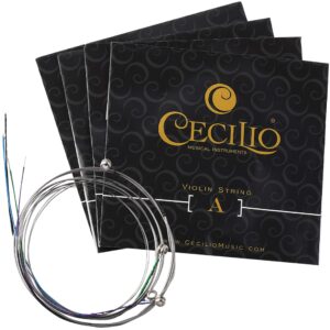 cecilio 4 packs of stainless steel violin strings 4/4 full set with e, a, d, g strings for electric and acoustic violins - reliable and affordable replacement for your fiddle