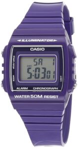 casio w-215h-6 men's digital quartz watch with resin strap, purple/grey, bracelet