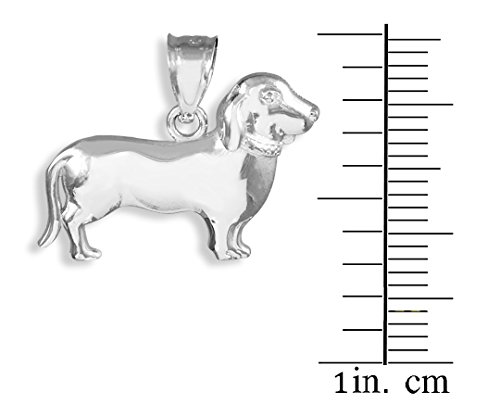 Polished 925 Sterling Silver Weiner Dog Charm Dachshund Pendant